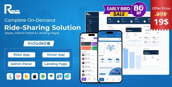 ReadyRide – Complete Ride Sharing Rider & Driver Mobile Apps with Web ...